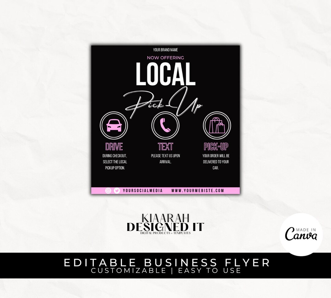 Now Offering Local Pick-up Flyer| DIY Salon Esthetician Spa Editable ...