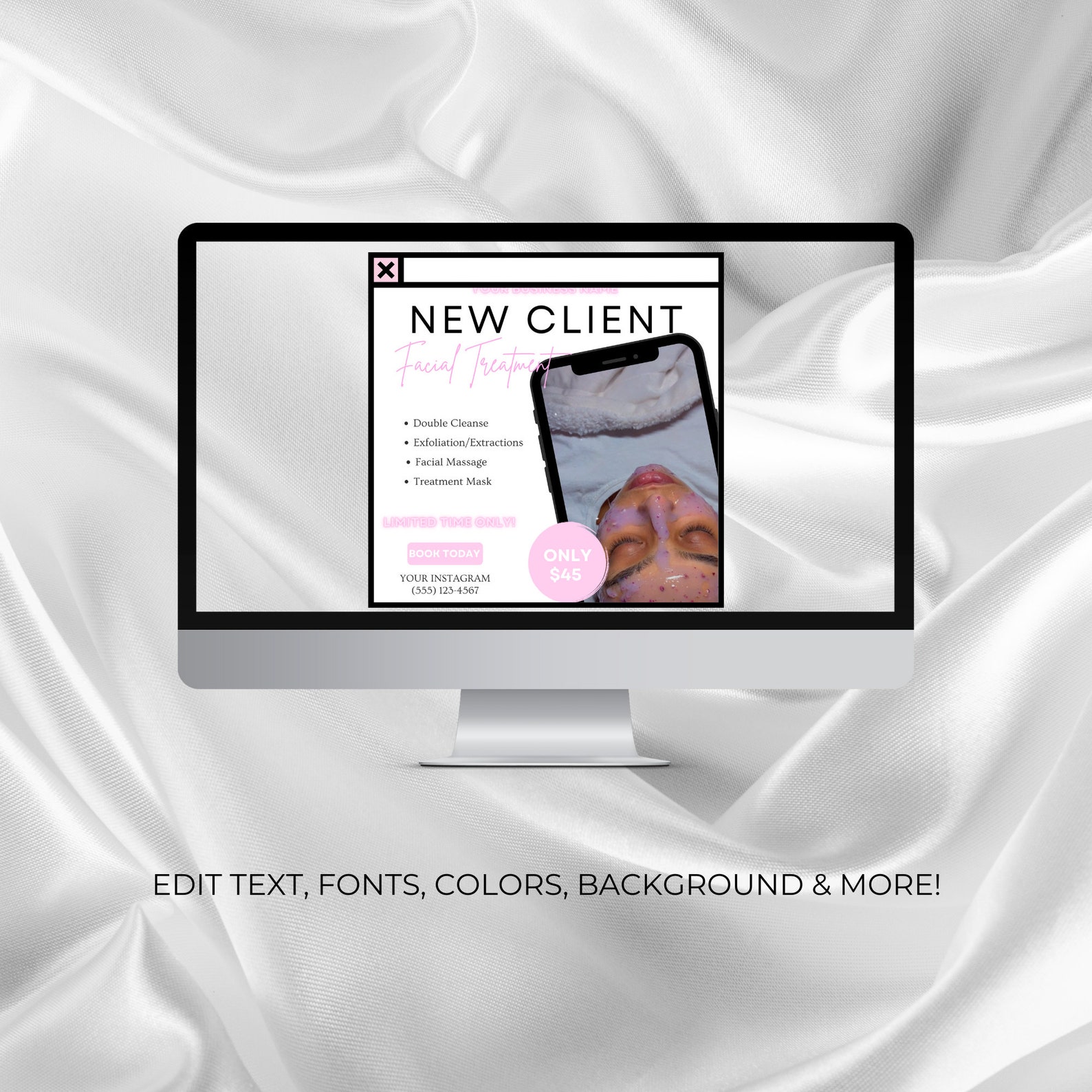 Facial Specials Flyer | DIY Esthetician Spa Book Today Flash Sale ...