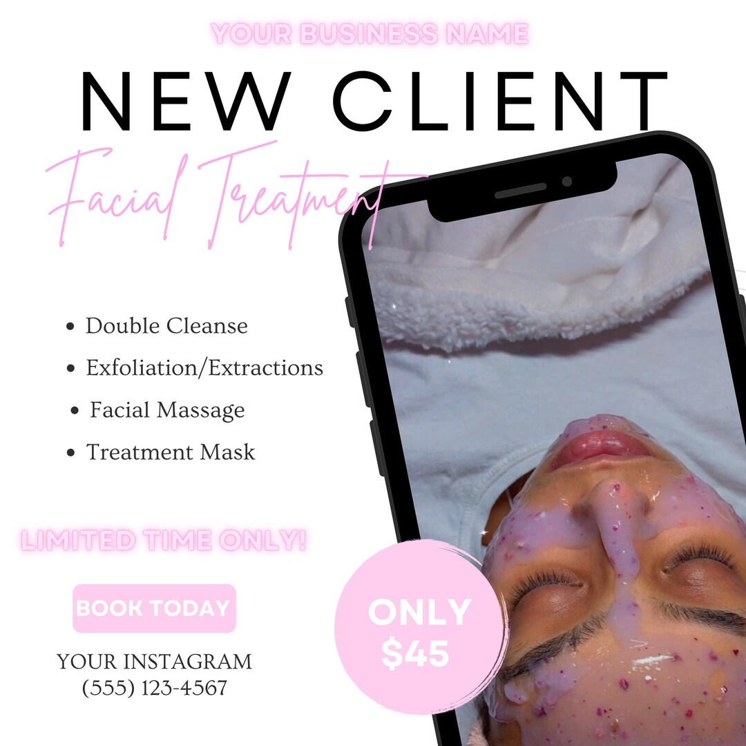 Facial Specials Flyer DIY Esthetician Spa Book Today Flash Sale Social ...