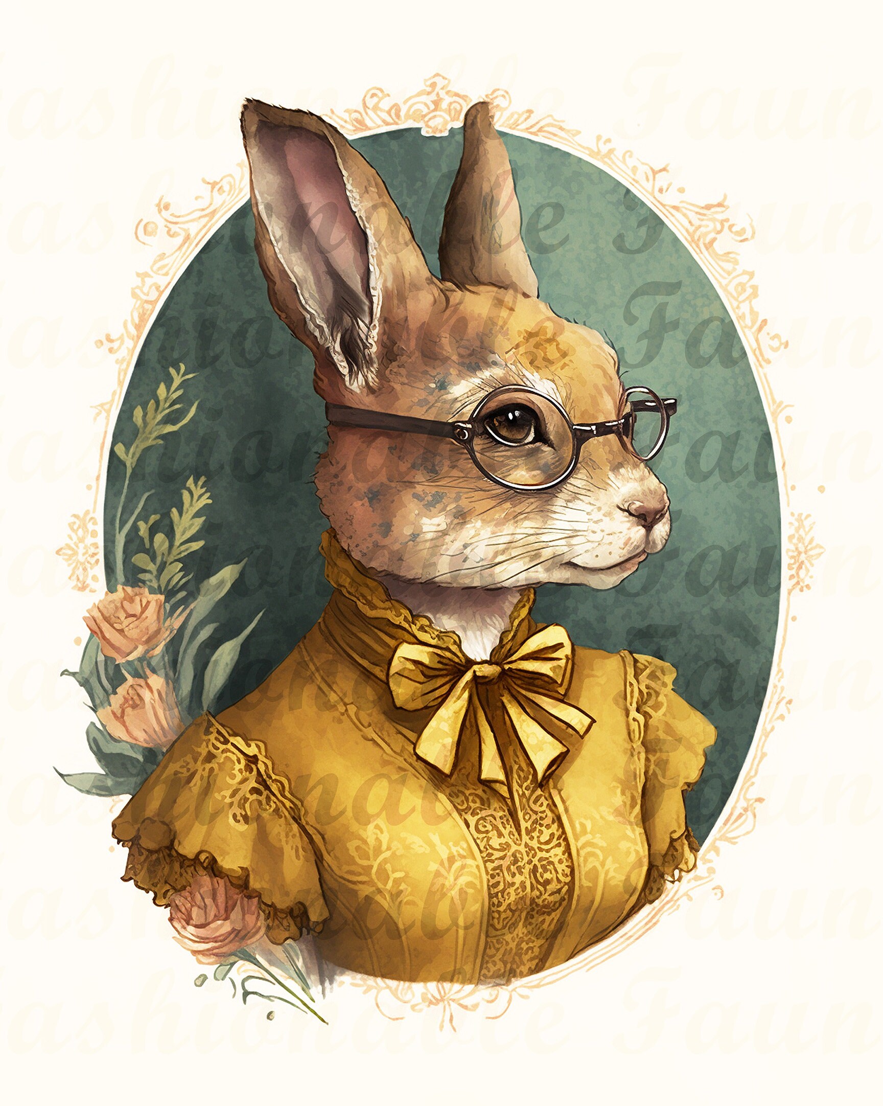 Lady Rabbit in Glasses and Fancy Clothing, Well-dressed Rabbit, Elegant ...