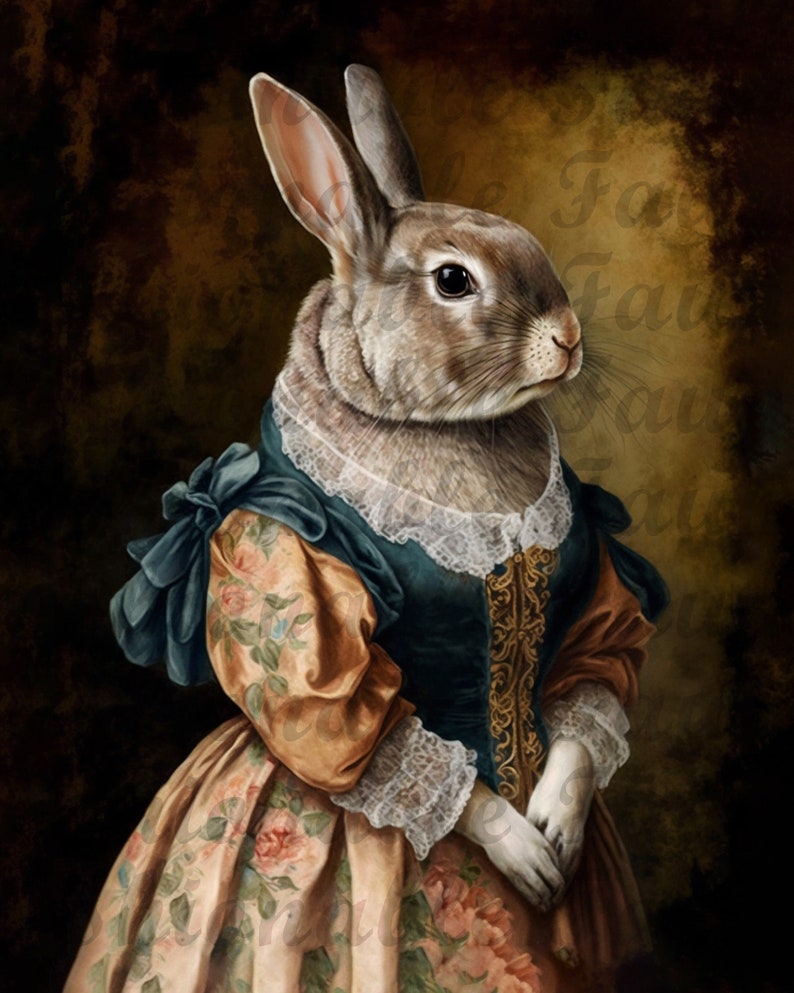 Lady Rabbit in Fancy Clothing, Well-dressed Rabbit, Elegant Bunny, Cute ...