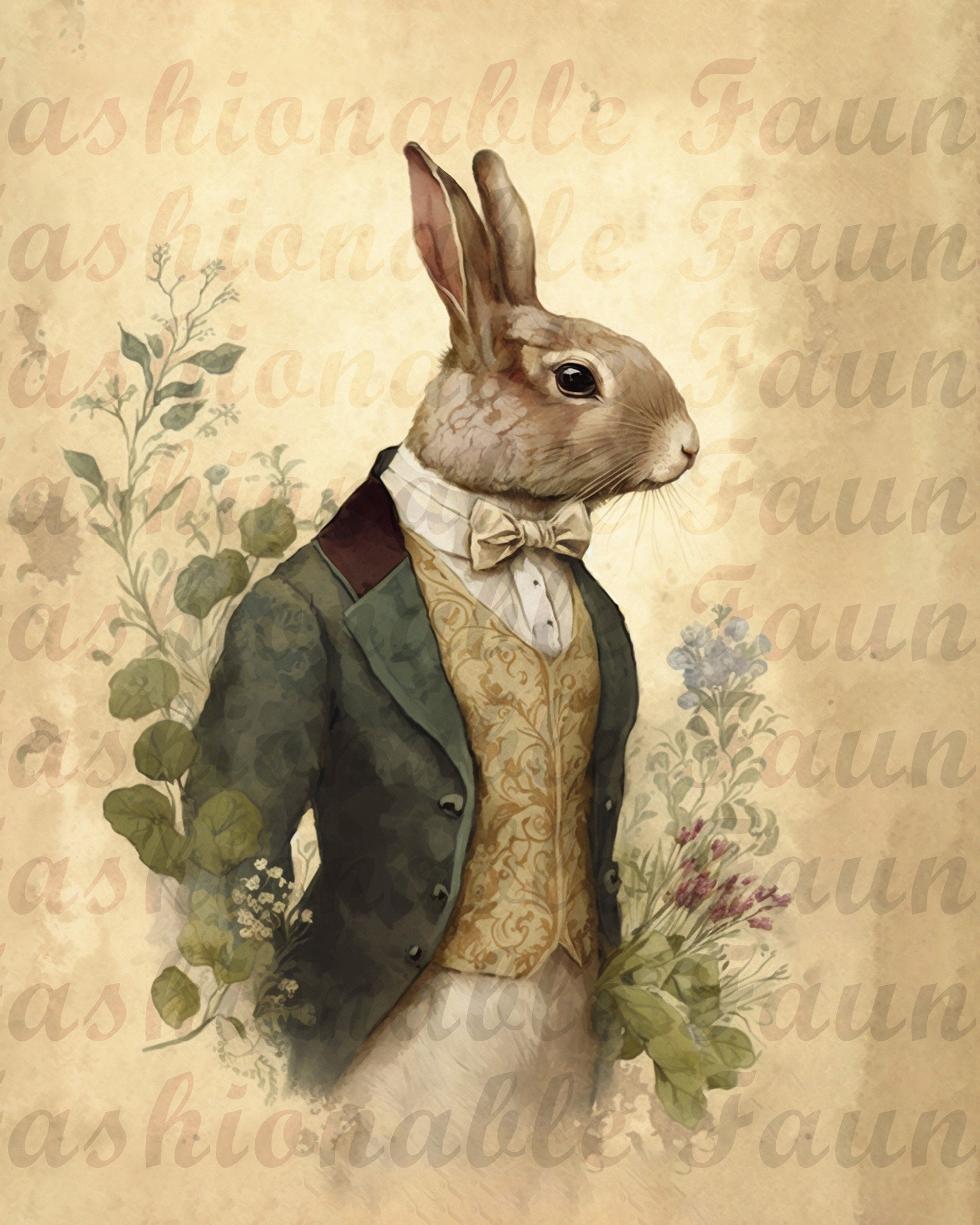 Gentleman Rabbit in Fancy Clothing, Well-dressed Rabbit, Elegant Bunny ...