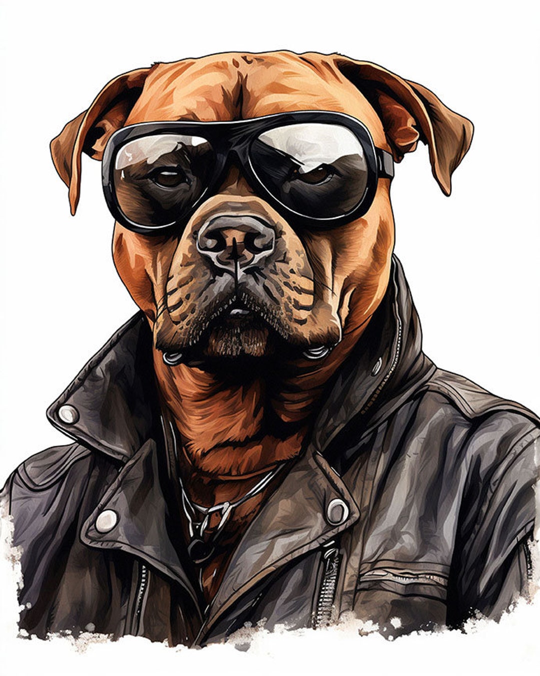 Ruff Pup Biker Dog in Leather and Shades Rowdy Motorcycle - Etsy