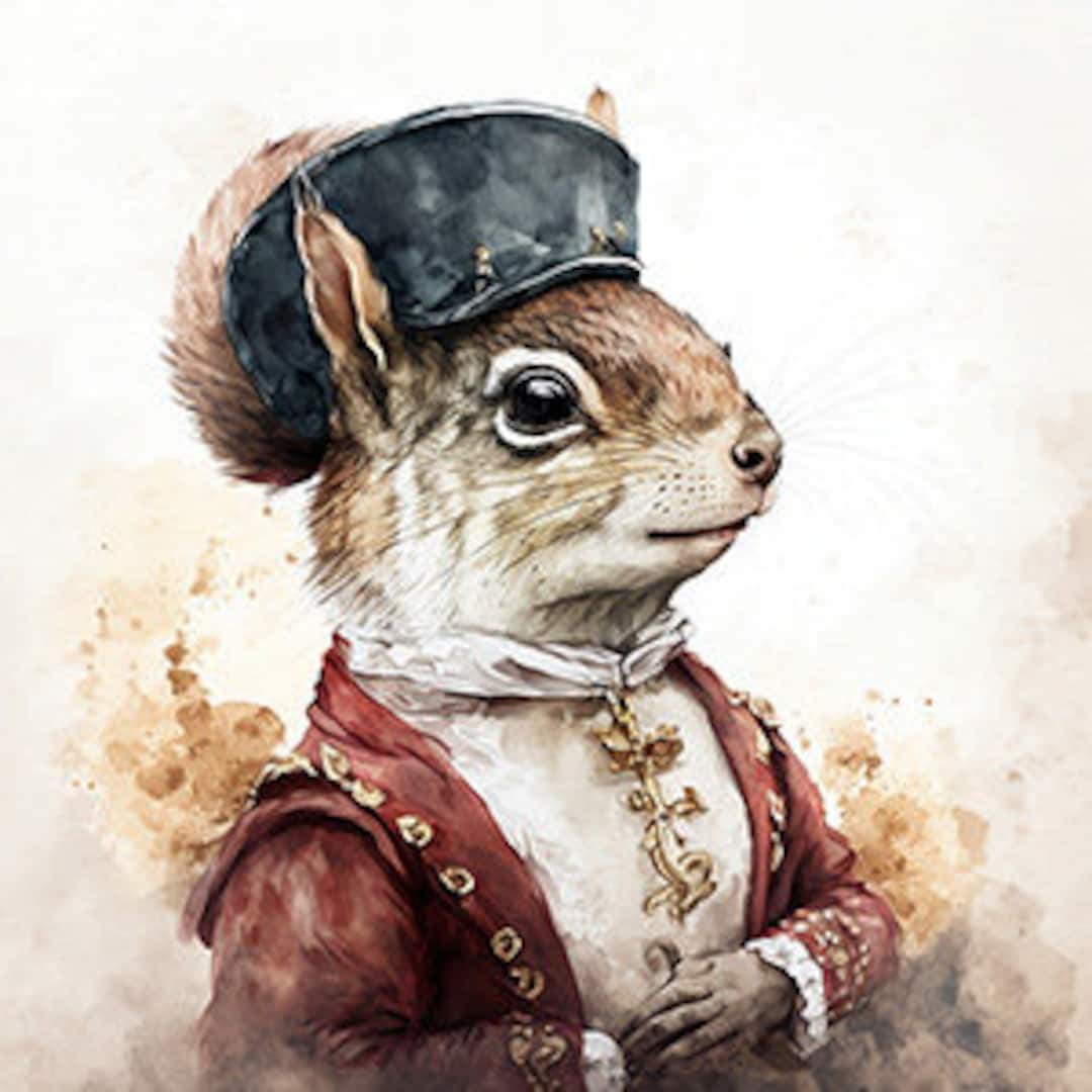 Squirrel in Fancy Clothing, Well-dressed Squirrel, Elegant Wildlife ...