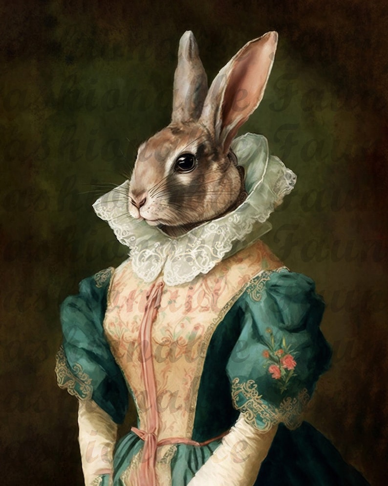 Lady Rabbit in Fancy Clothing, Well-dressed Rabbit, Elegant Bunny, Cute ...