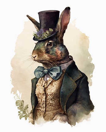 Gentleman Rabbit in Fancy Clothing, Well-dressed Rabbit, Elegant Bunny ...