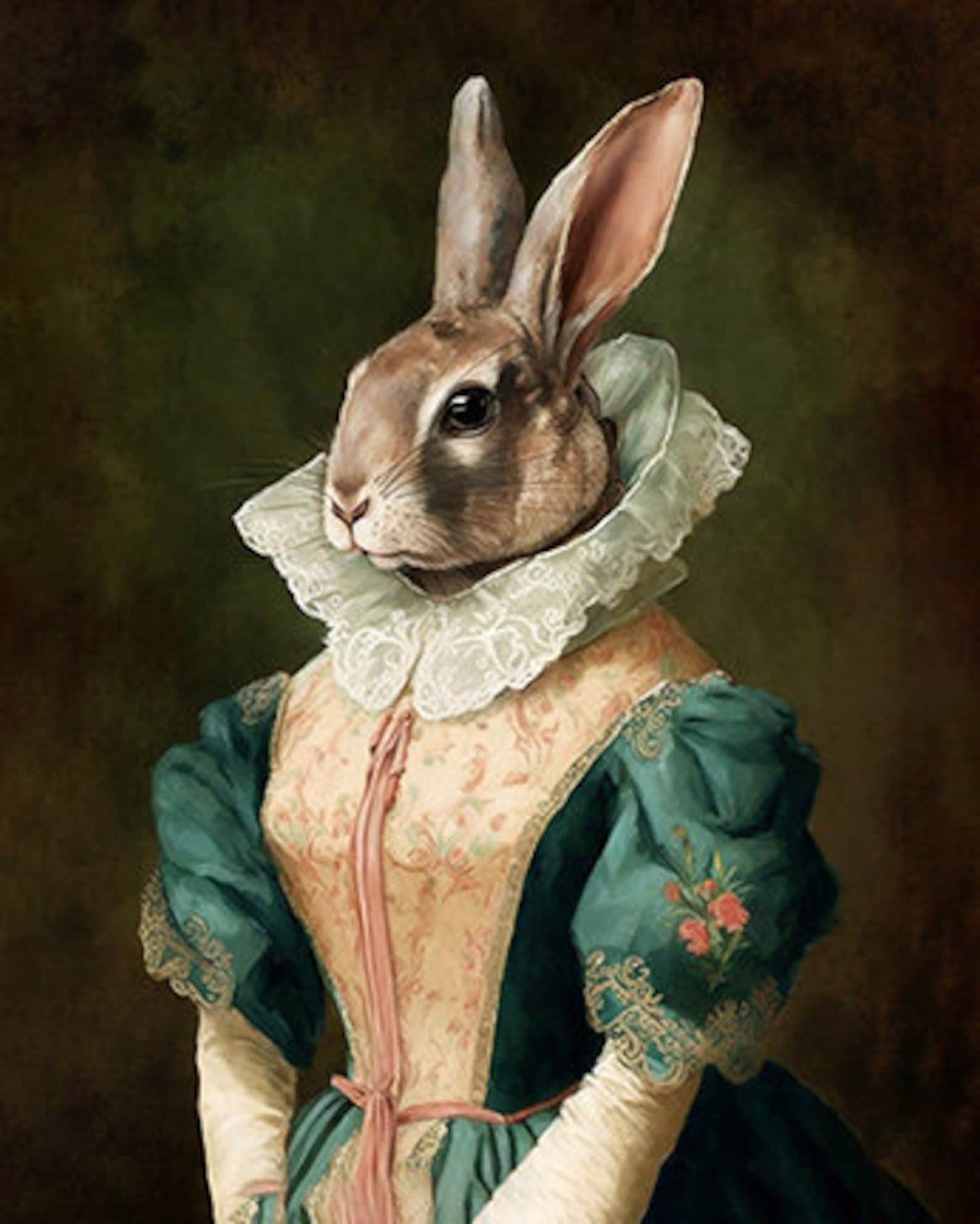 Lady Rabbit in Fancy Clothing, Well-dressed Rabbit, Elegant Bunny, Cute ...
