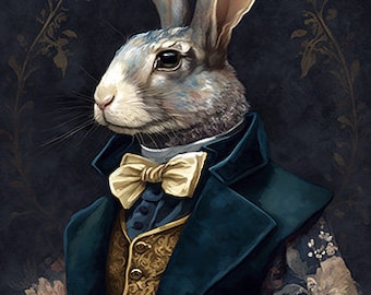 Gentleman Rabbit in Fancy Clothing, Well-dressed Rabbit, Elegant Easter ...