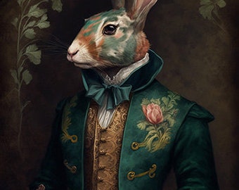 Gentleman Rabbit in Fancy Clothing, Well-dressed Rabbit, Elegant Bunny ...
