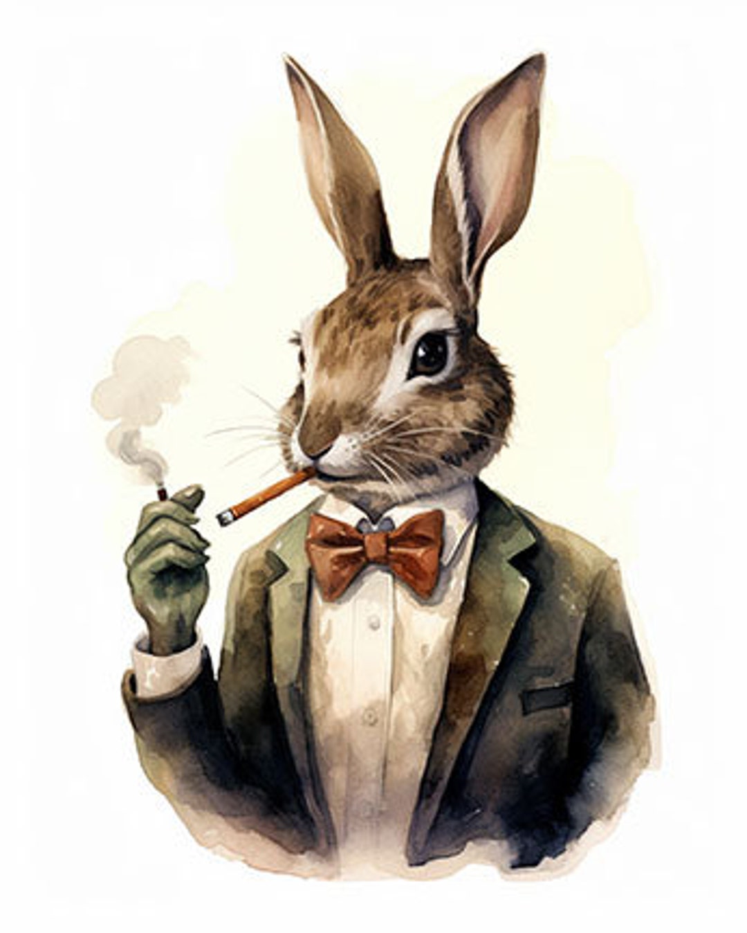 Gentleman Rabbit rauchend eine Zigarre, eleganter Hase, eleganter Hase ...