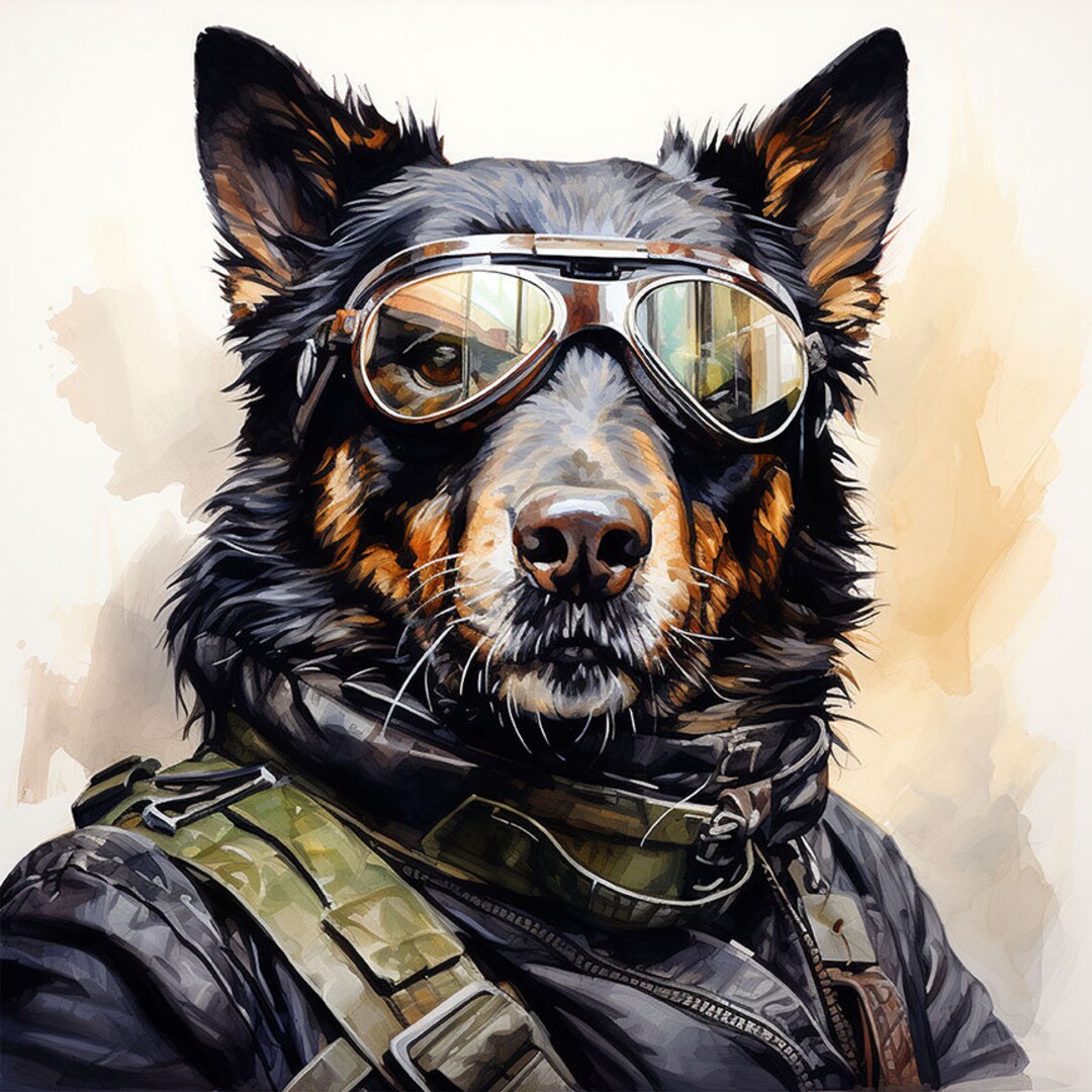 Ruff Pup -- Biker Dog in Leather and Shades, Rowdy Motorcycle K-9, See ...
