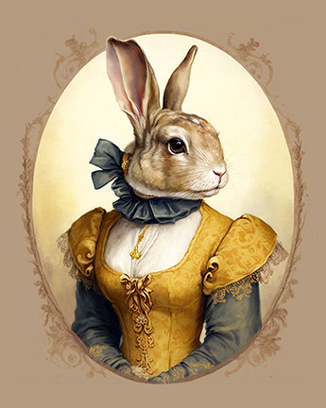 Lady Rabbit in Fancy Clothing, Well-dressed Rabbit, Elegant Gentlewoman ...