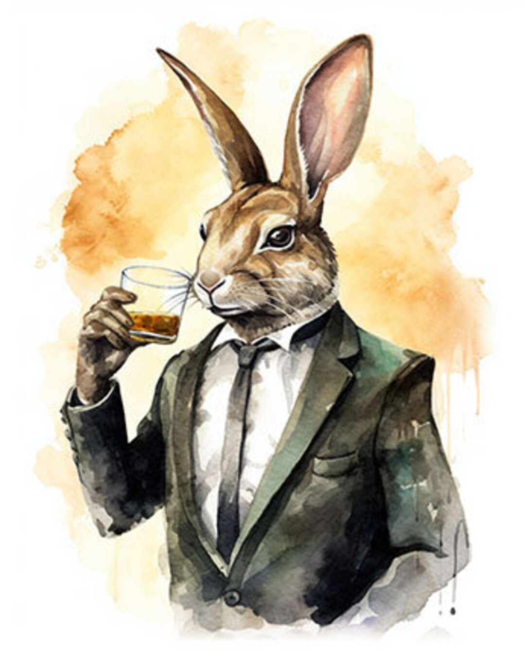 Gentleman Rabbit With Whiskey, Well-dressed Rabbit, Elegant Bunny ...