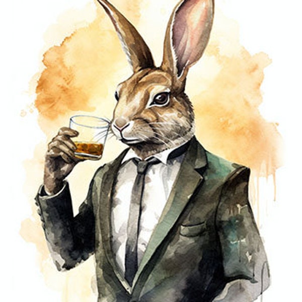 Whiskey Rabbit Art - Etsy