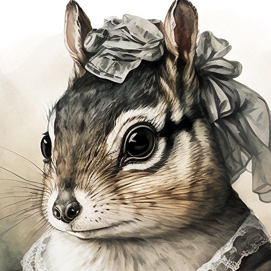 Chipmunk Mother With Baby in Fancy Clothing, Well-dressed Chipmunk ...