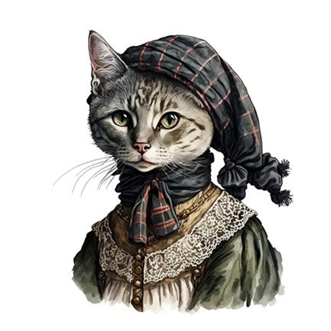 Celtic Cat in Traditional Clothing Irish Cat Saint - Etsy