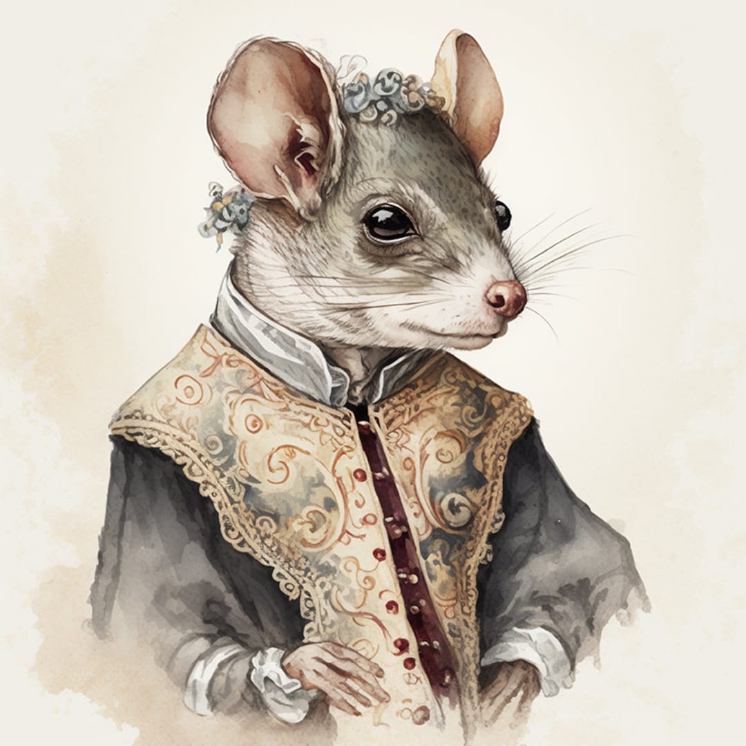 Mouse in Fancy Clothing, Elegant Vintage Mouse Art, Cute Pet Mouse ...