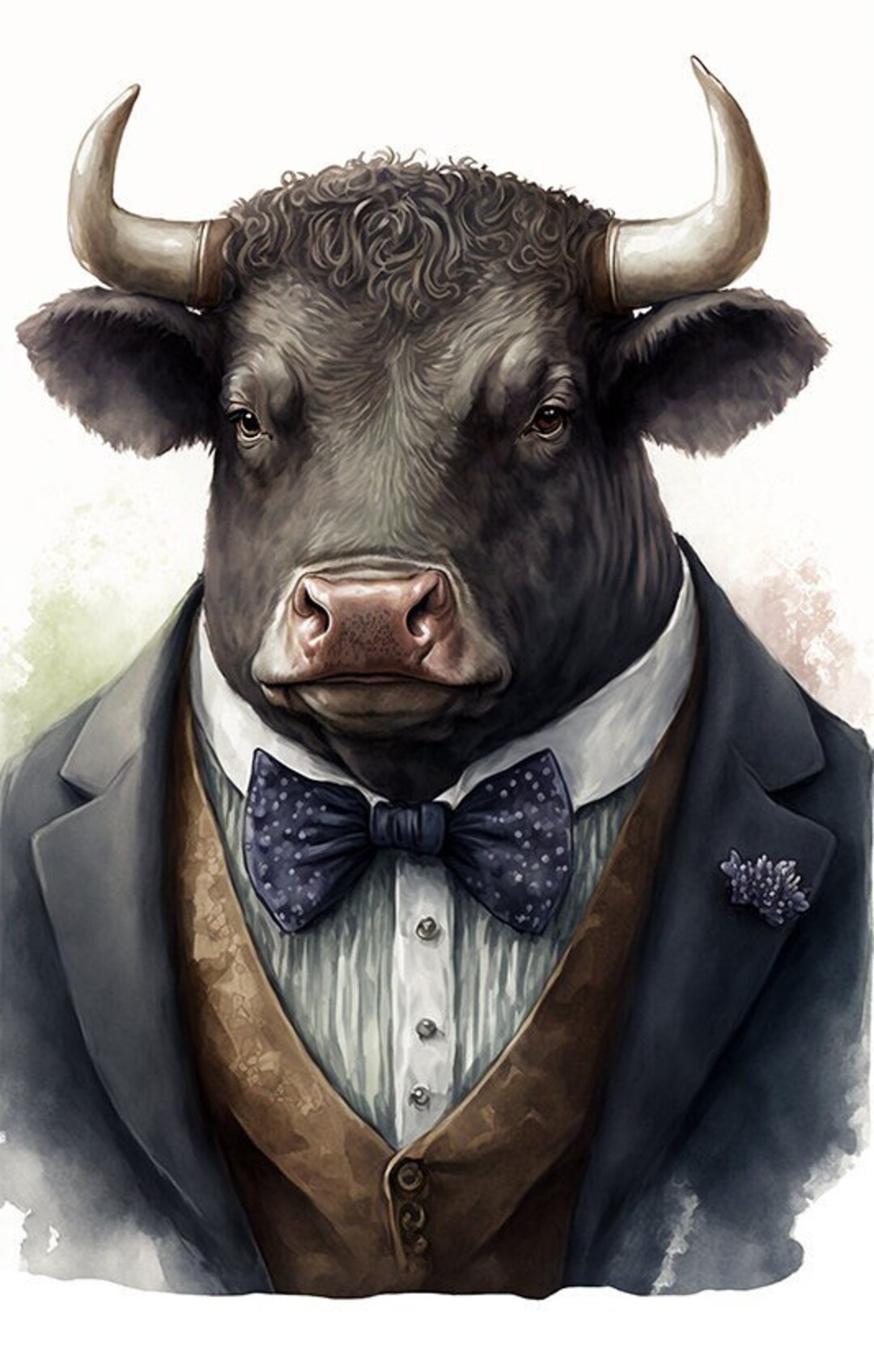 PRINTED IMAGE Black 5x7 Mat Fancy Black Angus Bull Handsome Bull in ...