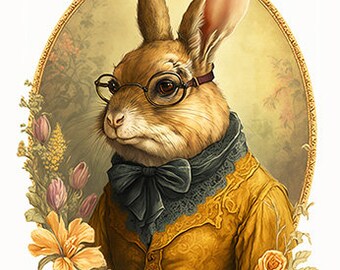 Gentleman Rabbit in Fancy Clothing, Well-dressed Rabbit, Elegant Easter ...