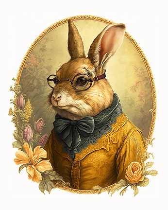 Gentleman Rabbit in Eyeglasses and Fancy Clothing, Well-dressed Rabbit ...