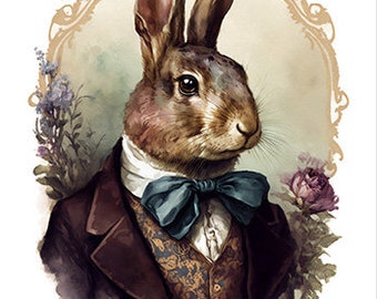 Gentleman Rabbit in Fancy Clothing, Well-dressed Rabbit, Elegant Bunny ...