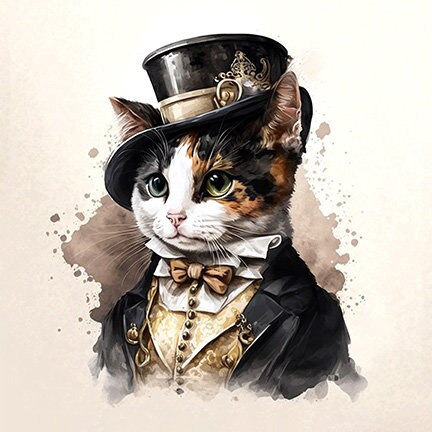 Calico Cat in Fancy Clothing, Well-dressed Kitten, Elegant Cat, Cute ...