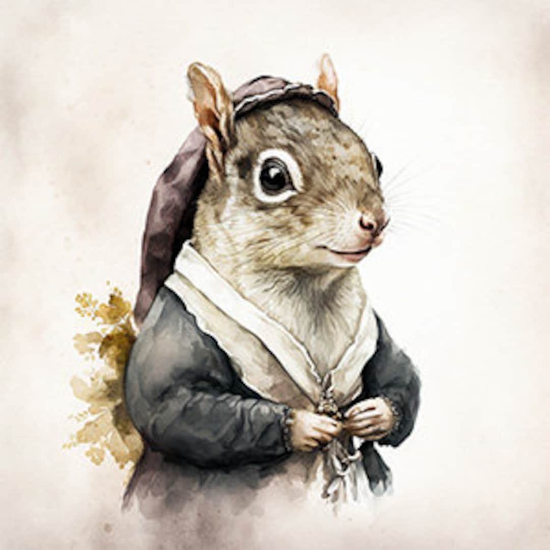 Squirrel in Fancy Clothing, Well-dressed Squirrel, Elegant Wildlife ...