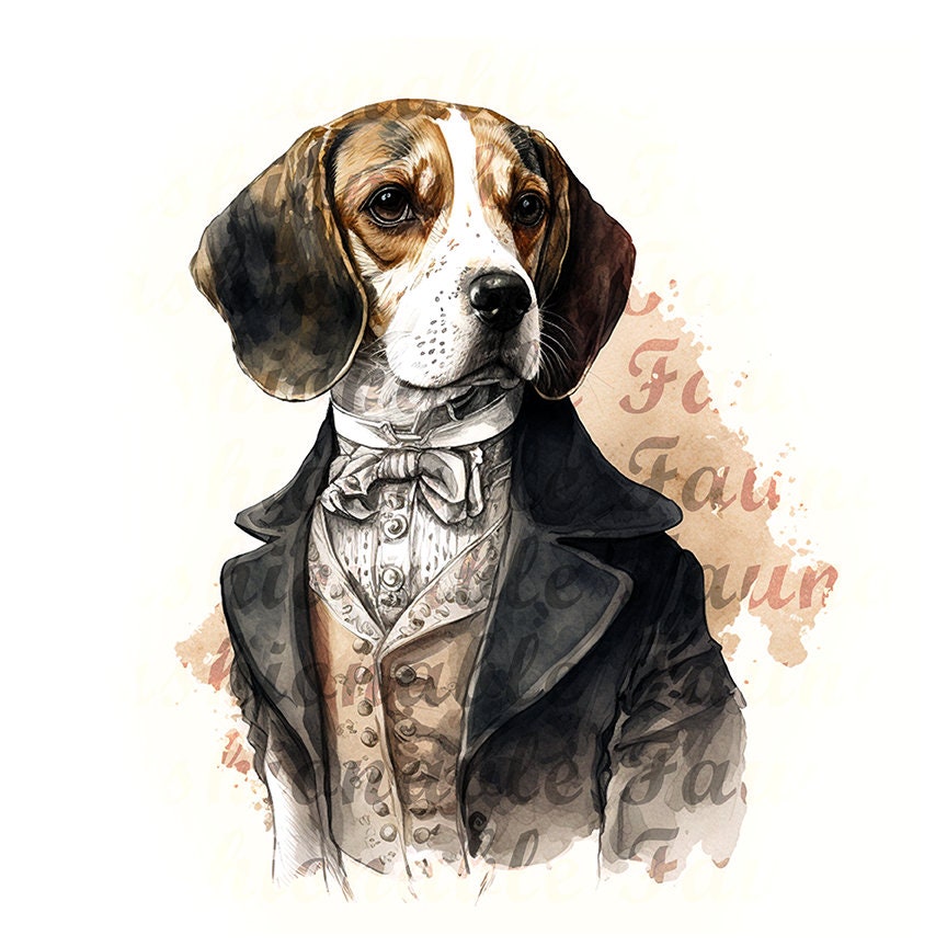 Beagle in Fancy Clothing, Well-dressed Hunting Dog, Elegant Hound, Cute ...