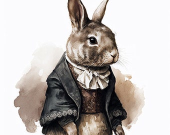 Lady Rabbit in Fancy Clothing, Well-dressed Rabbit, Elegant Bunny, Cute ...