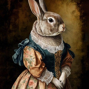 Lady Rabbit in Fancy Clothing, Well-dressed Rabbit, Elegant Bunny, Cute ...