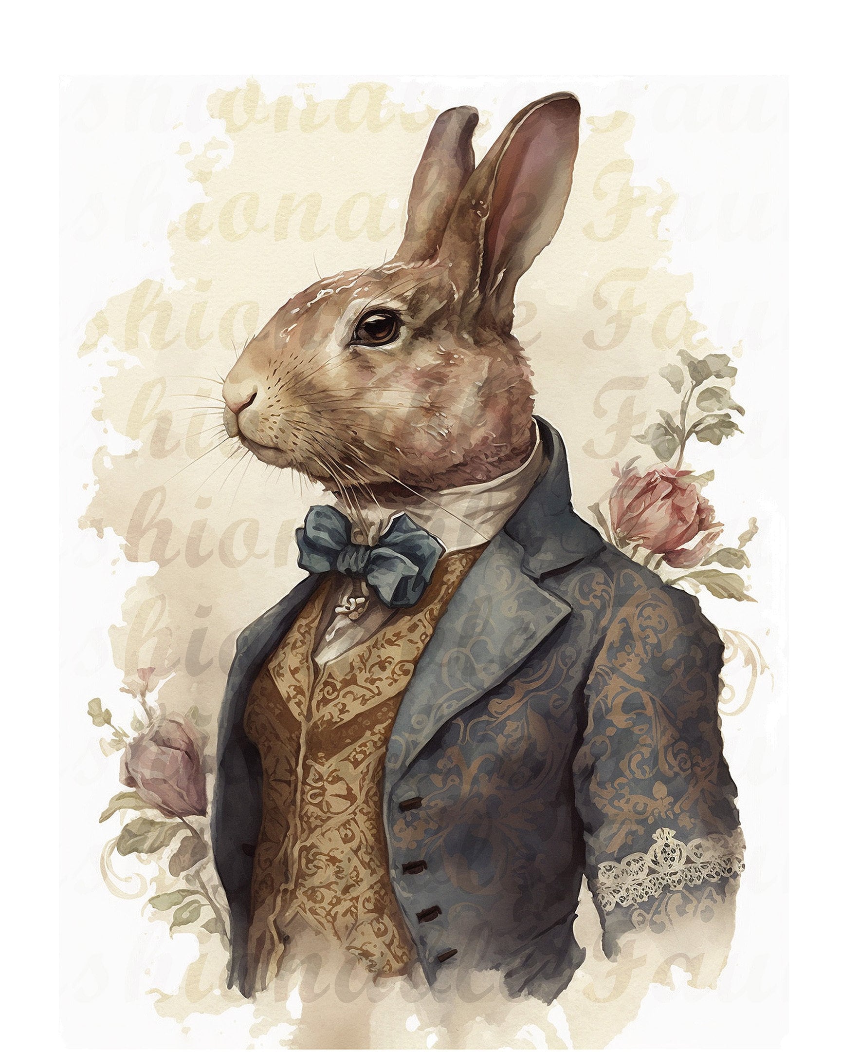 Gentleman Rabbit in Fancy Clothing Well-dressed Rabbit - Etsy