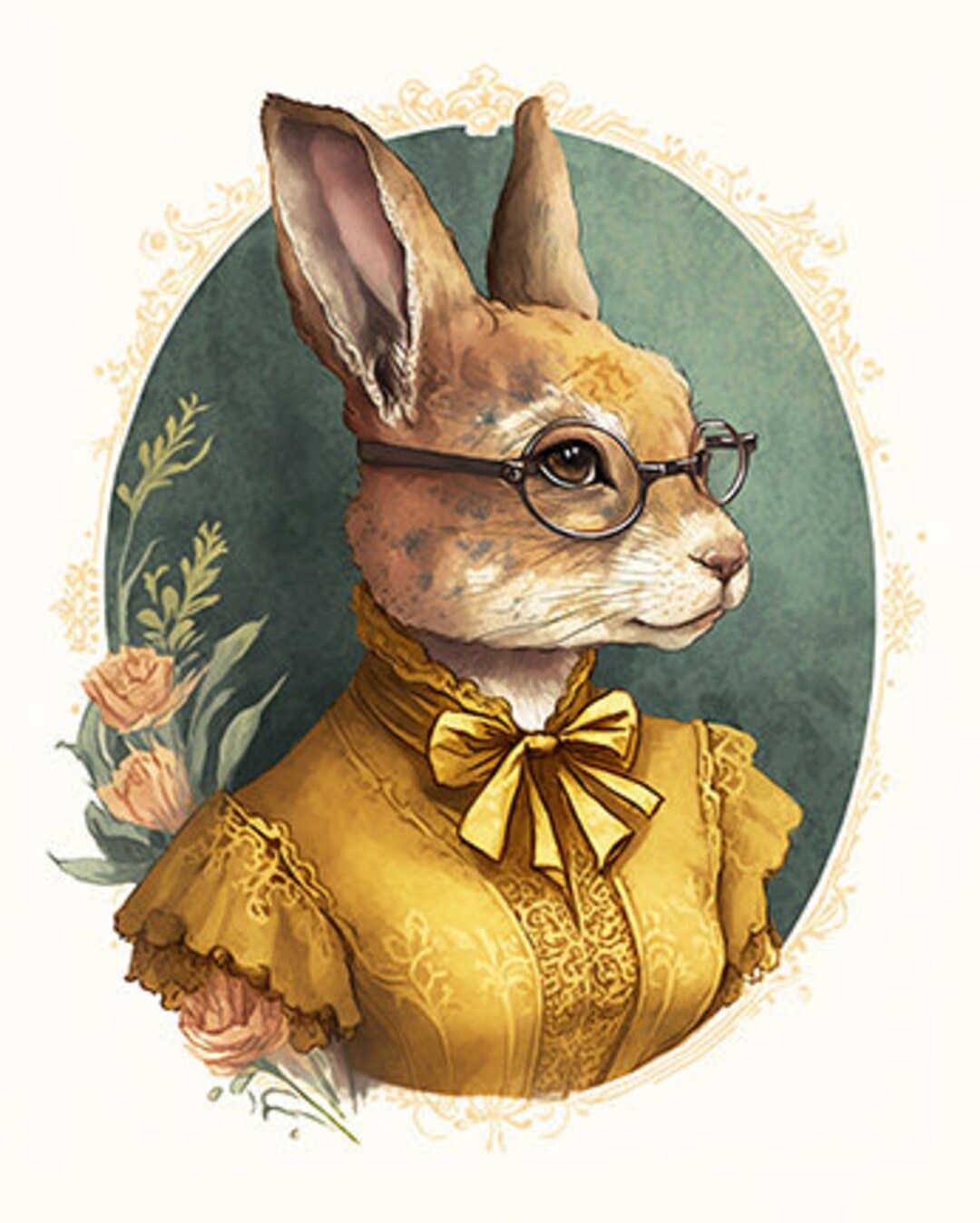 Lady Rabbit in Glasses and Fancy Clothing, Well-dressed Rabbit, Elegant ...