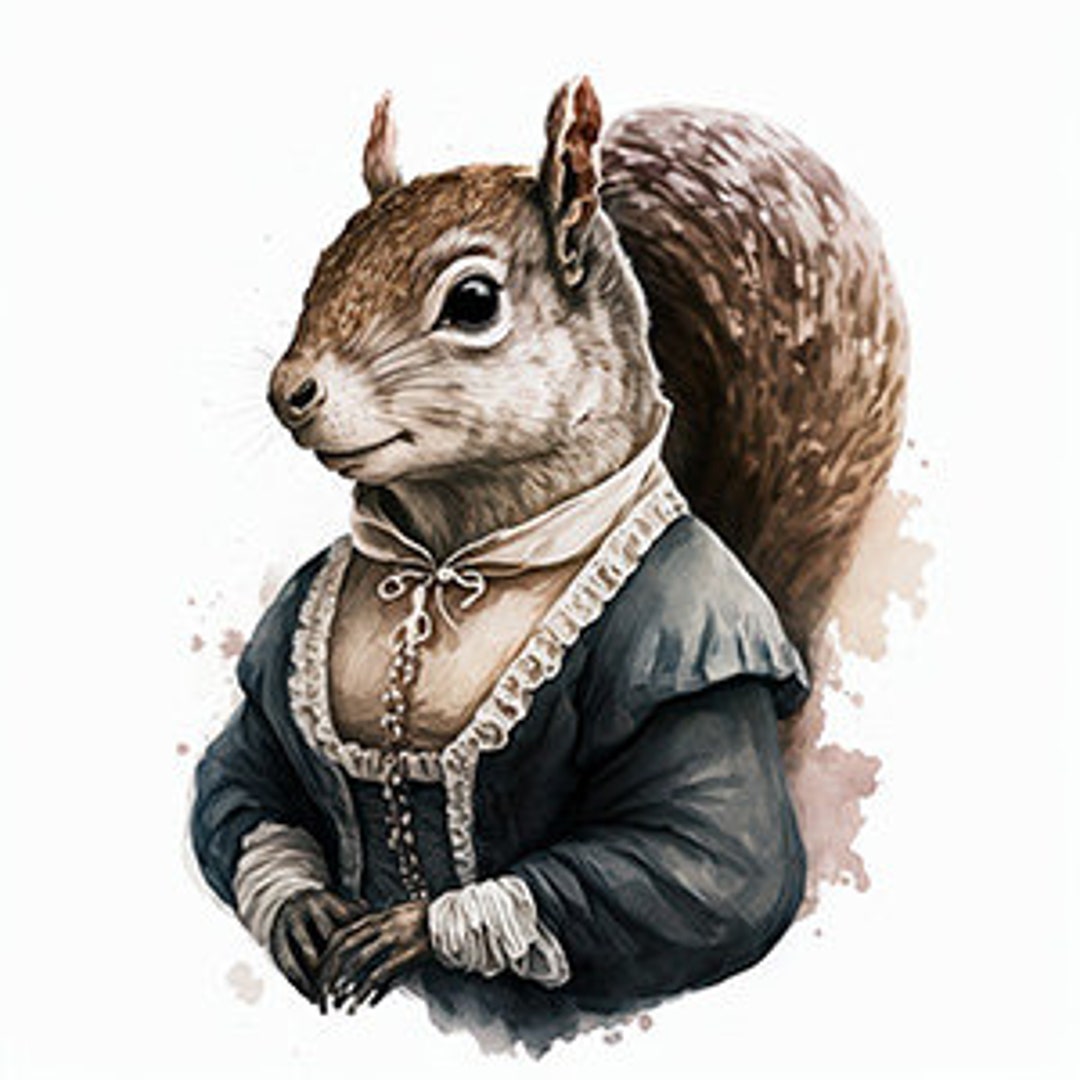 Squirrel in Fancy Clothing, Well-dressed Squirrel, Elegant Wildlife ...