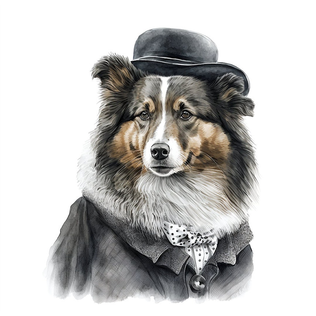 Shetland Sheepdog in Fancy Clothing, Well-dressed Pet Dog, Elegant K-9 ...