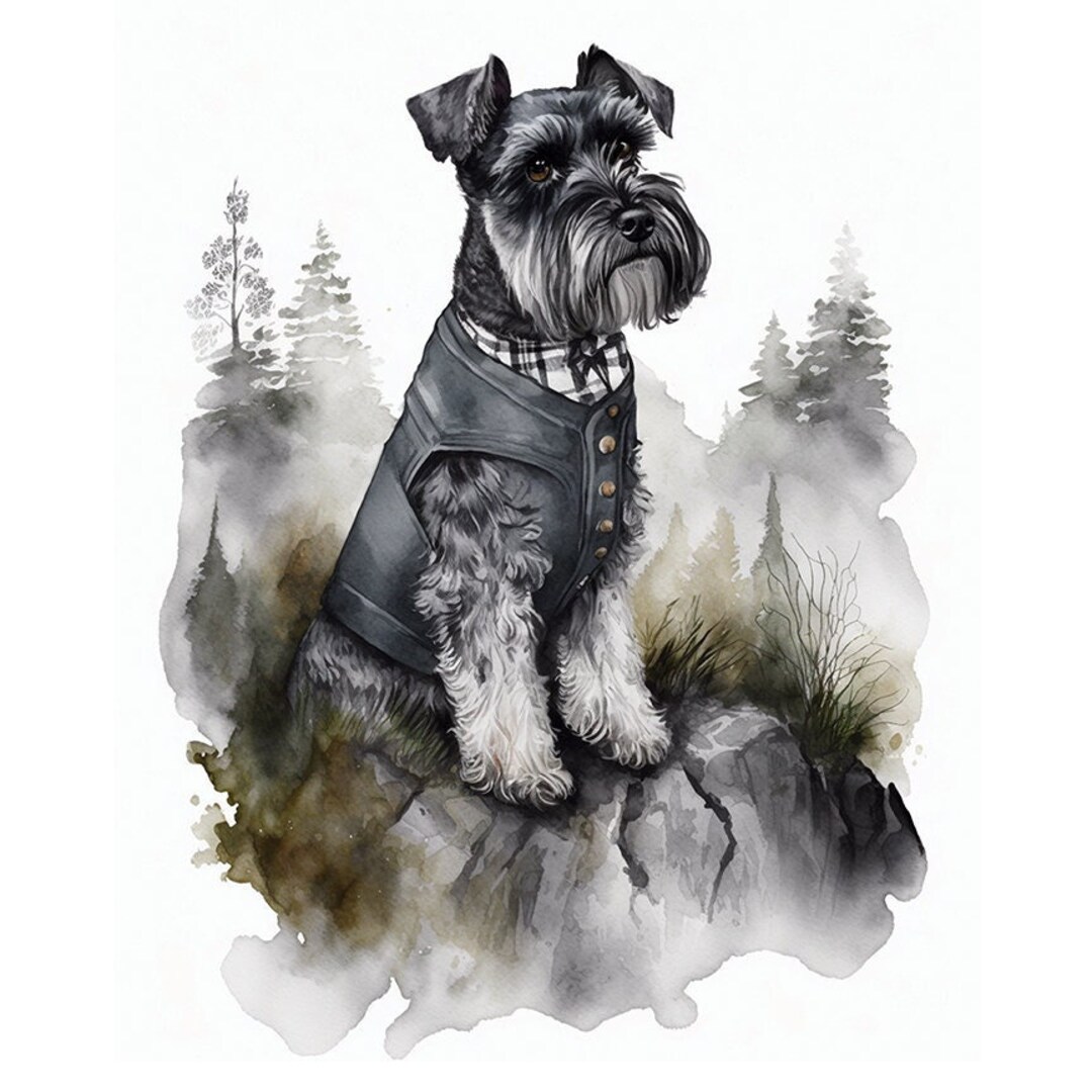 Schnauzer Dog in Fancy Clothing, Well-dressed Pet Dog, Elegant K-9 ...