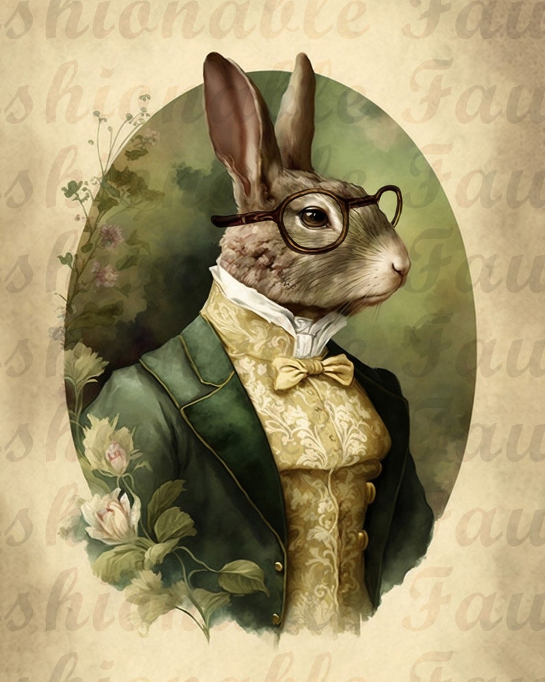 Gentleman Rabbit With Eyeglasses, Well-dressed Rabbit, Elegant Bunny ...