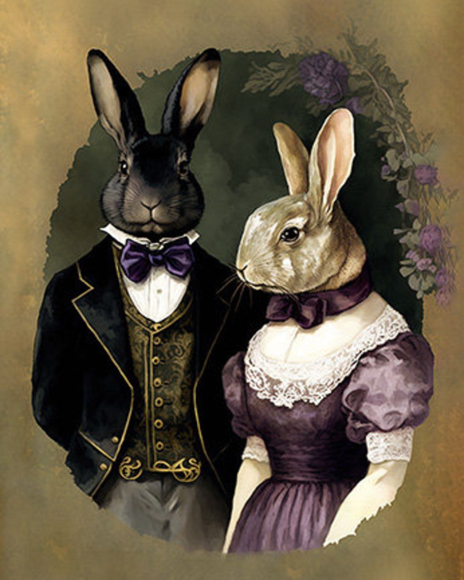 Rabbit Couple in Fancy Clothing, Well-dressed Rabbit, Elegant Bunny ...