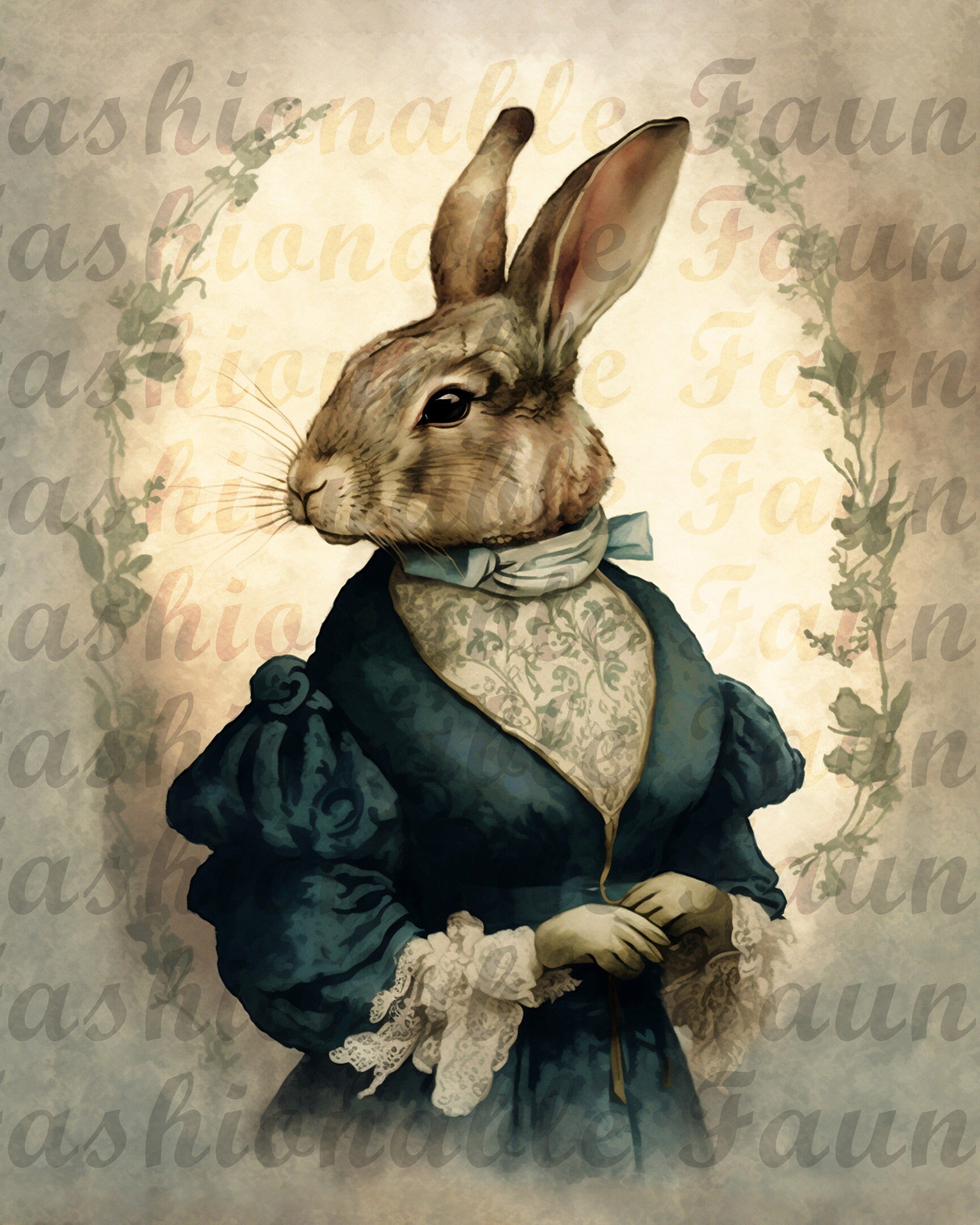 Lady Rabbit in Fancy Clothing, Well-dressed Rabbit, Elegant Bunny, Cute ...