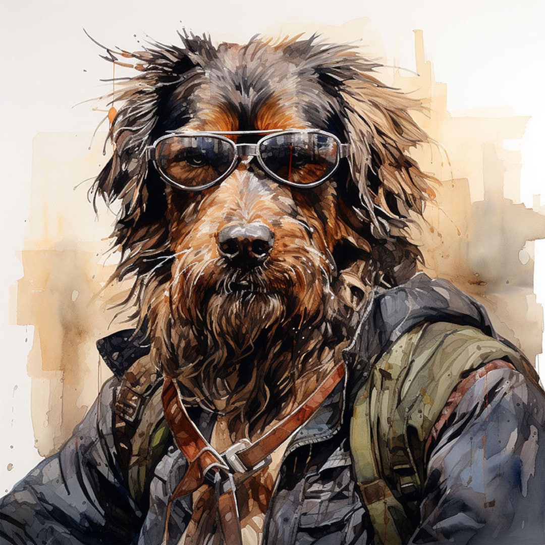 Ruff Pup -- Biker Dog in Leather and Shades, Rowdy Motorcycle K-9, See ...