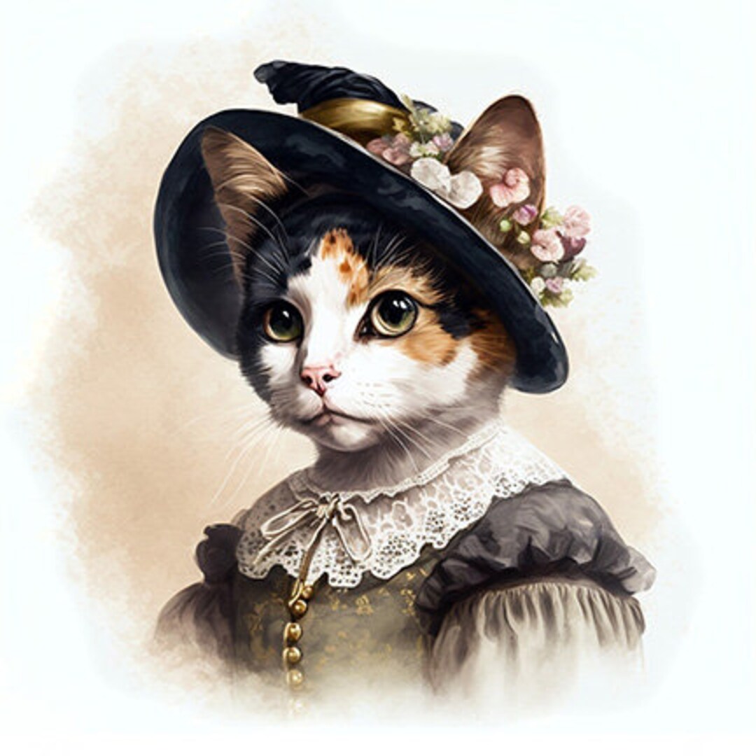 Calico Cat in Fancy Clothing, Well-dressed Kitten, Elegant Cat, Cute ...