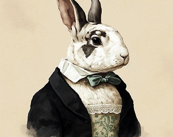Lady Rabbit in Fancy Clothing, Well-dressed Rabbit, Elegant Bunny, Cute ...