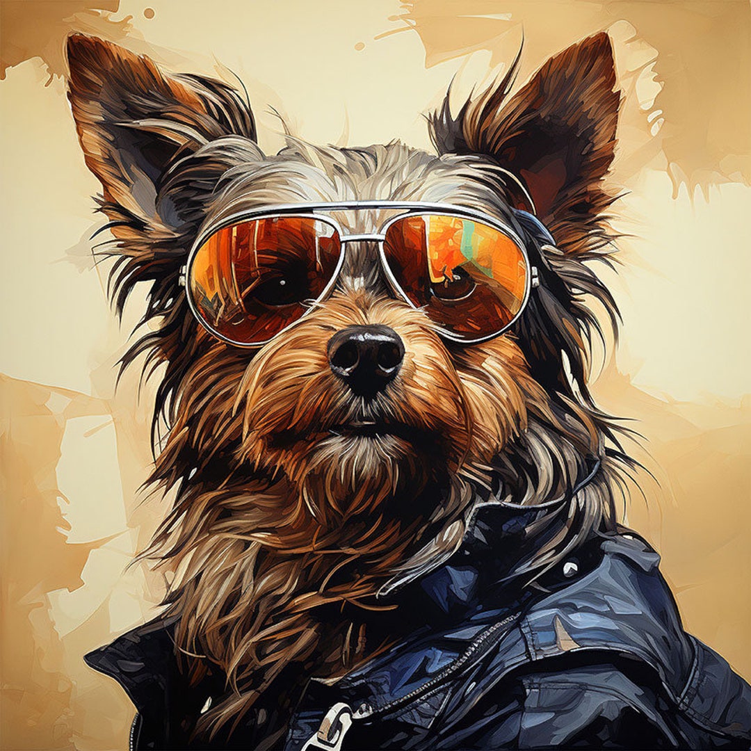 Ruff Pup -- Biker Dog in Leather and Shades, Rowdy Motorcycle K-9, See ...