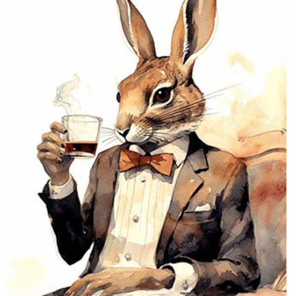 Whiskey Rabbit Art - Etsy