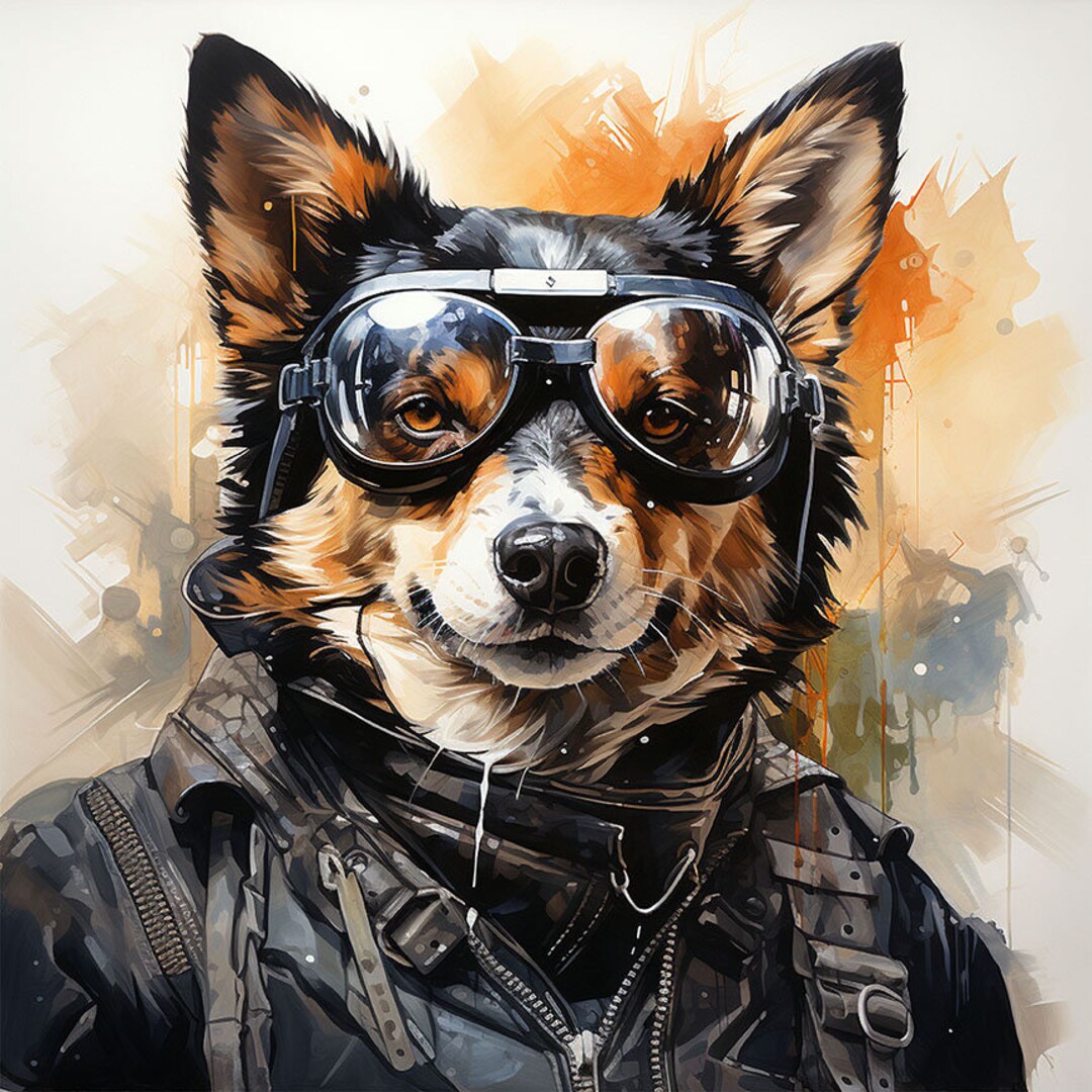 Ruff Pup -- Biker Dog in Leather and Shades, Rowdy Motorcycle K-9, See ...