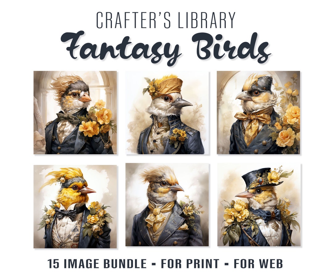 MULTI-PACK -- Crafter's Library -- Fantasy Birds 05 -- Elegant Vintage ...