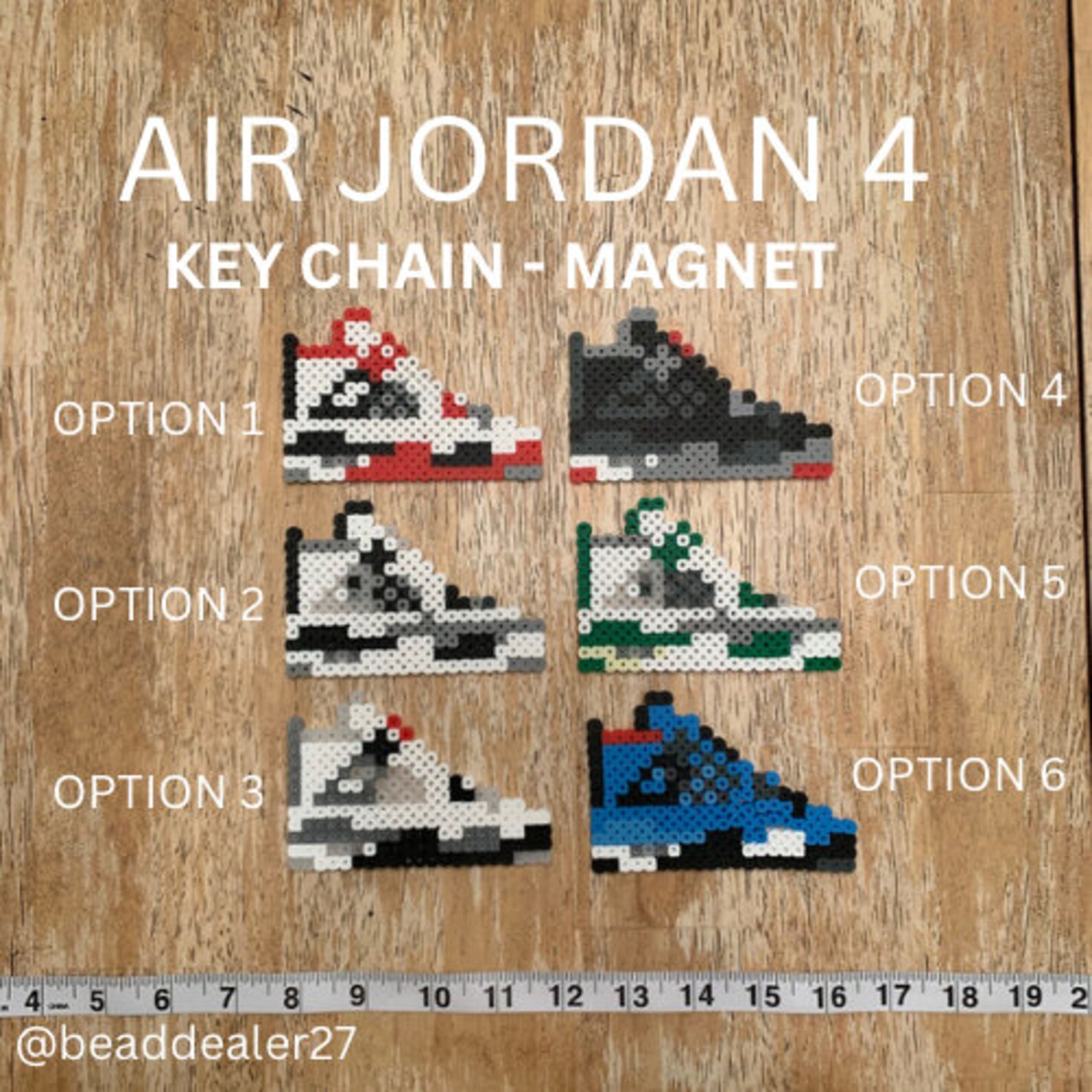 Air Jordan 4 - Bead Sprites - Wall Art / Key Chain / Magnet - Pixel ...