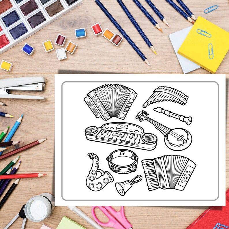 Music Instruments Coloring Pages for Kids Ages 4-8 by Inkhorse ...