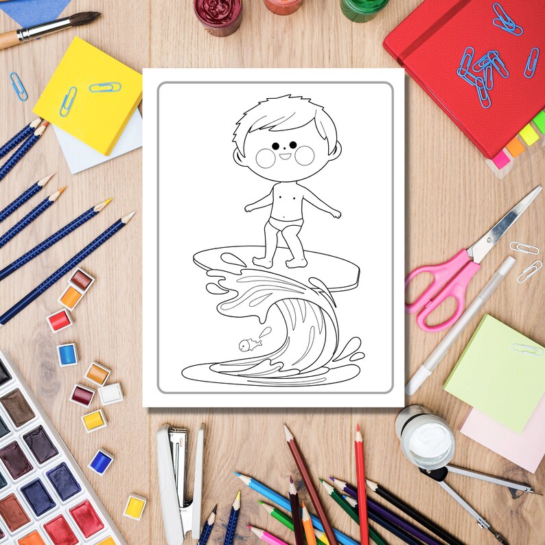 Swimming Coloring Pages for Kids Ages 4-8| Printable Coloring Book With ...