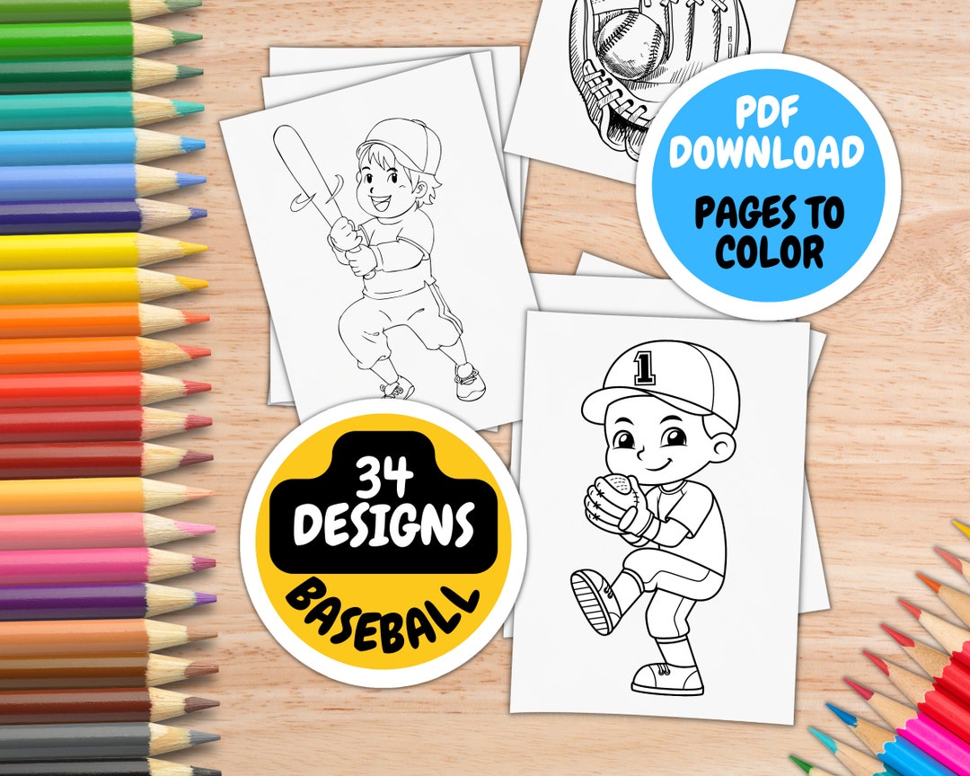 Baseball Coloring Pages for Kids Ages 4-8 | Printable Coloring Book ...