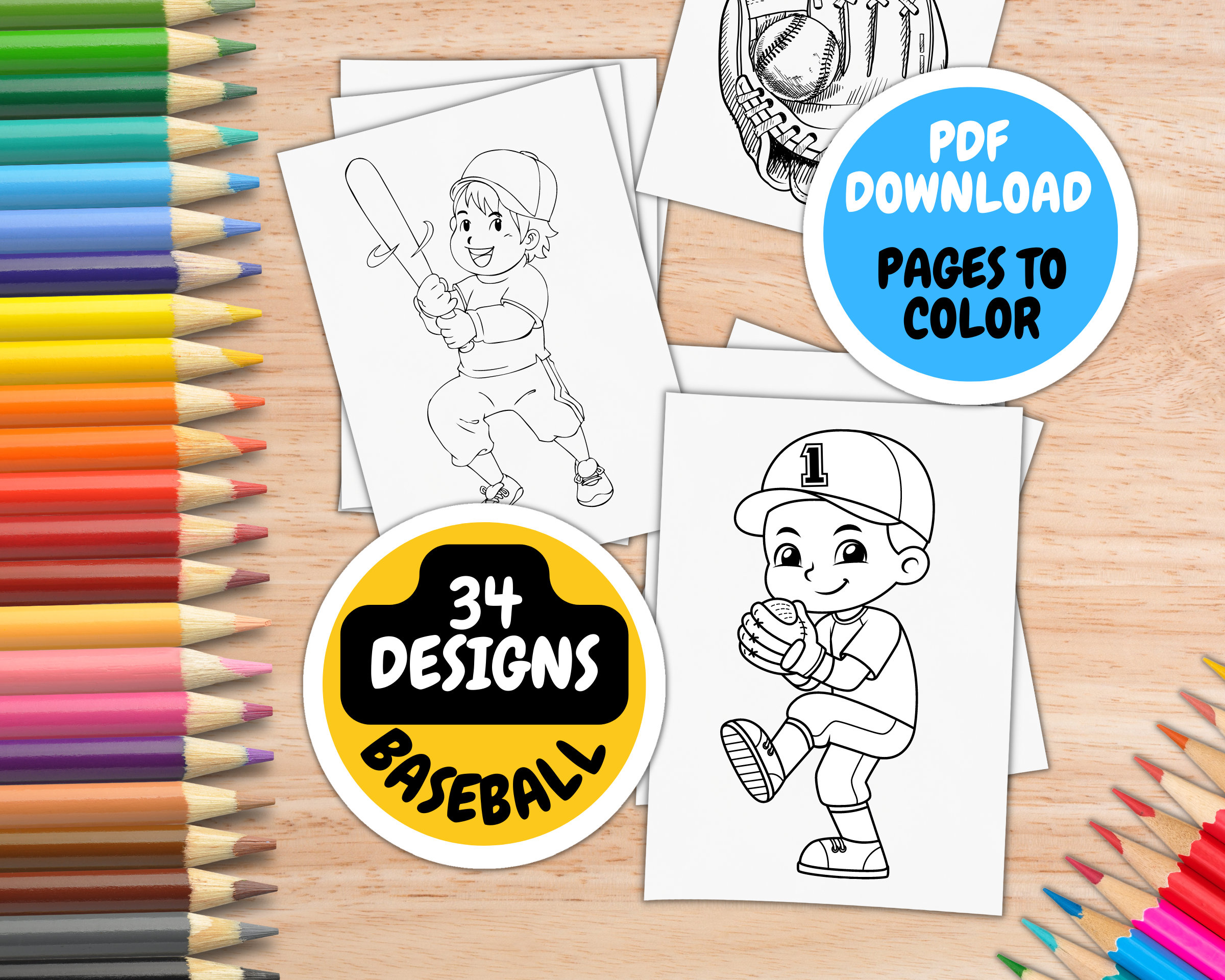 Baseball Coloring Pages for Kids Ages 4-8 | Printable Coloring Book ...